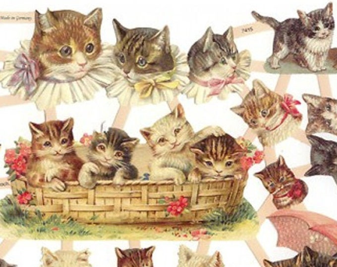 Germany Paper Scraps Lithographed Die Cut Victorian Cats | Etsy