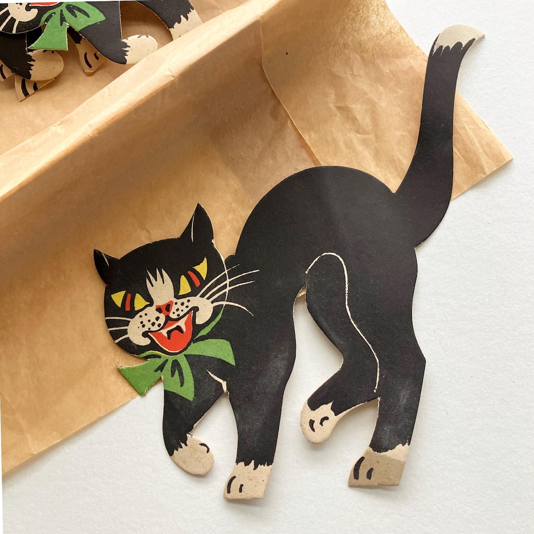 From Denmark Vintage 1940s Fastelavn Shrovetide Halloween Black Cat ...