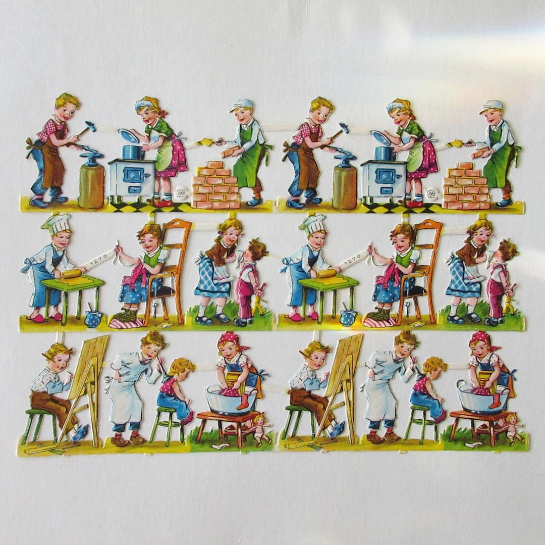 Vintage PZB Germany Paper Scraps Lithographed Die Cut Sweet Children ...