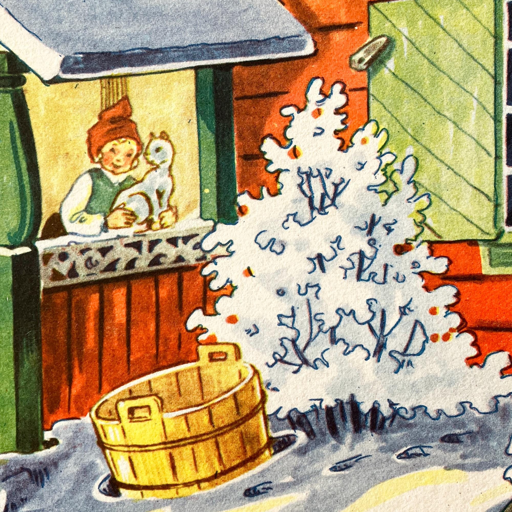 From Sweden Vintage Swedish 1950s Christmas Paper Frieze Family Snow ...
