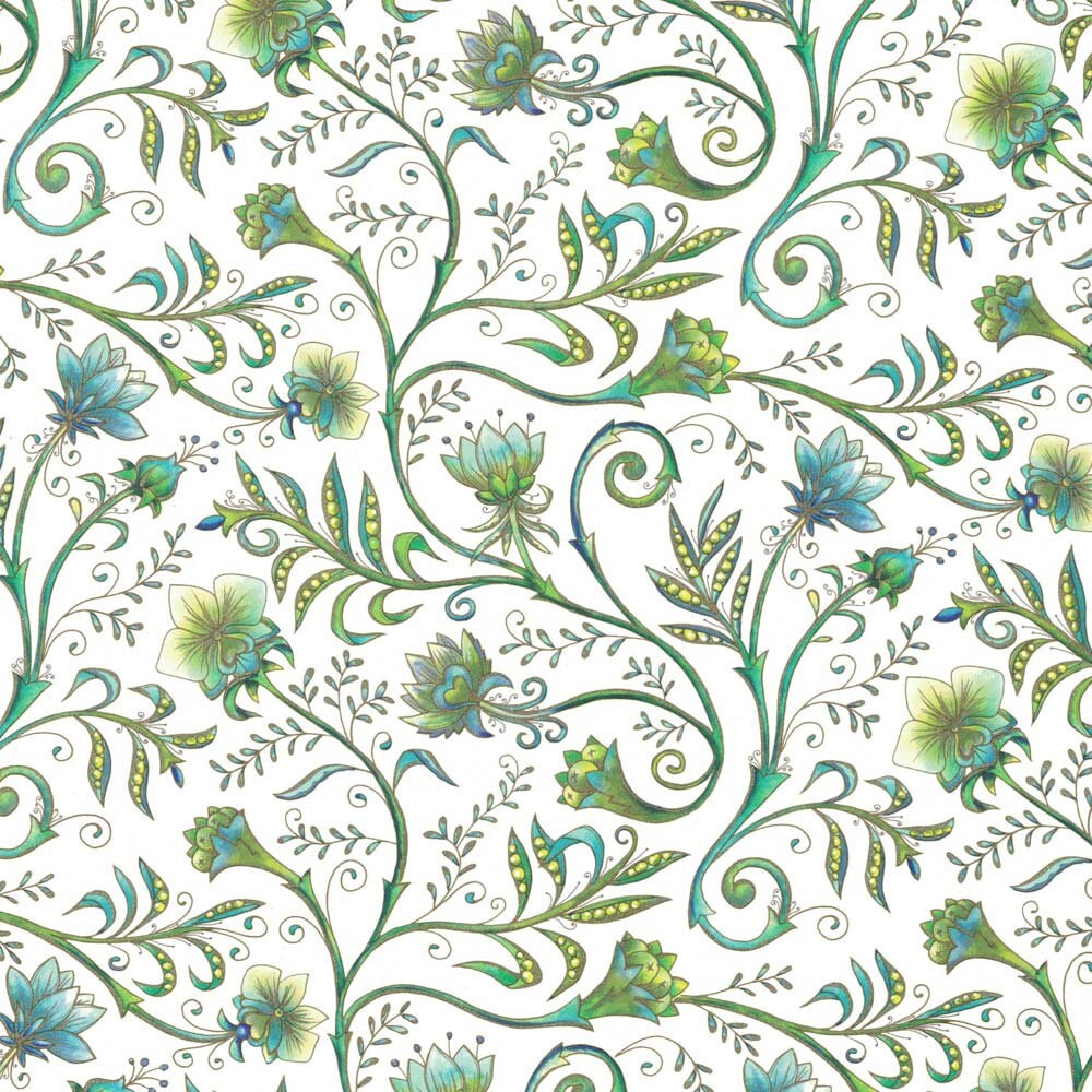 2 Sheets Italian Green Floral Jacobean Italian Print Paper - Etsy