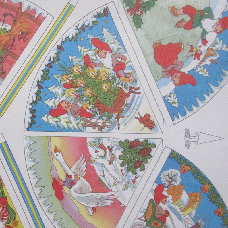 Vintage Denmark Christmas Gnomes Tomte Paper Cones Craft Sheet - Etsy