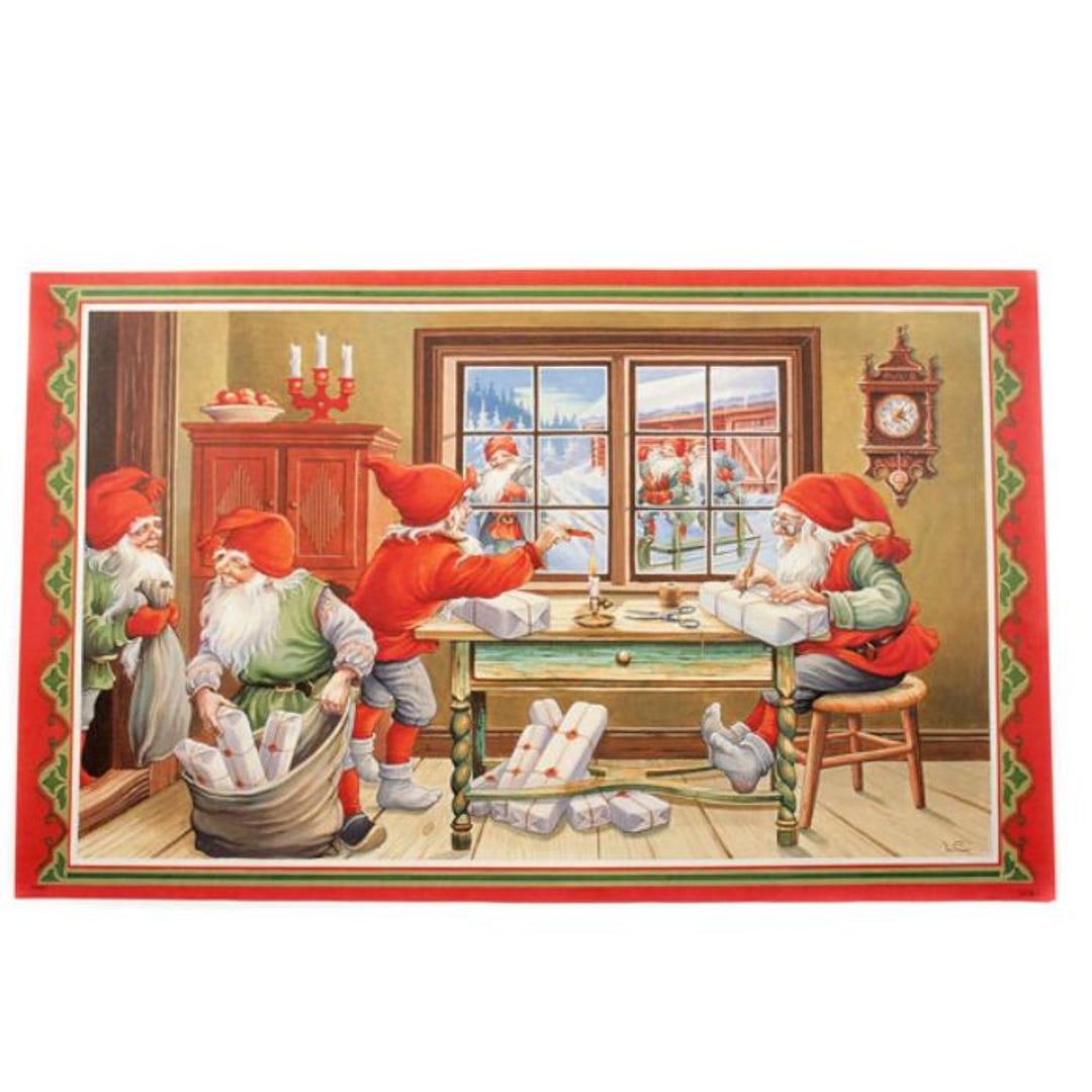From Sweden Vintage Swedish 1990s Christmas Paper Frieze Tomte Gnomes ...