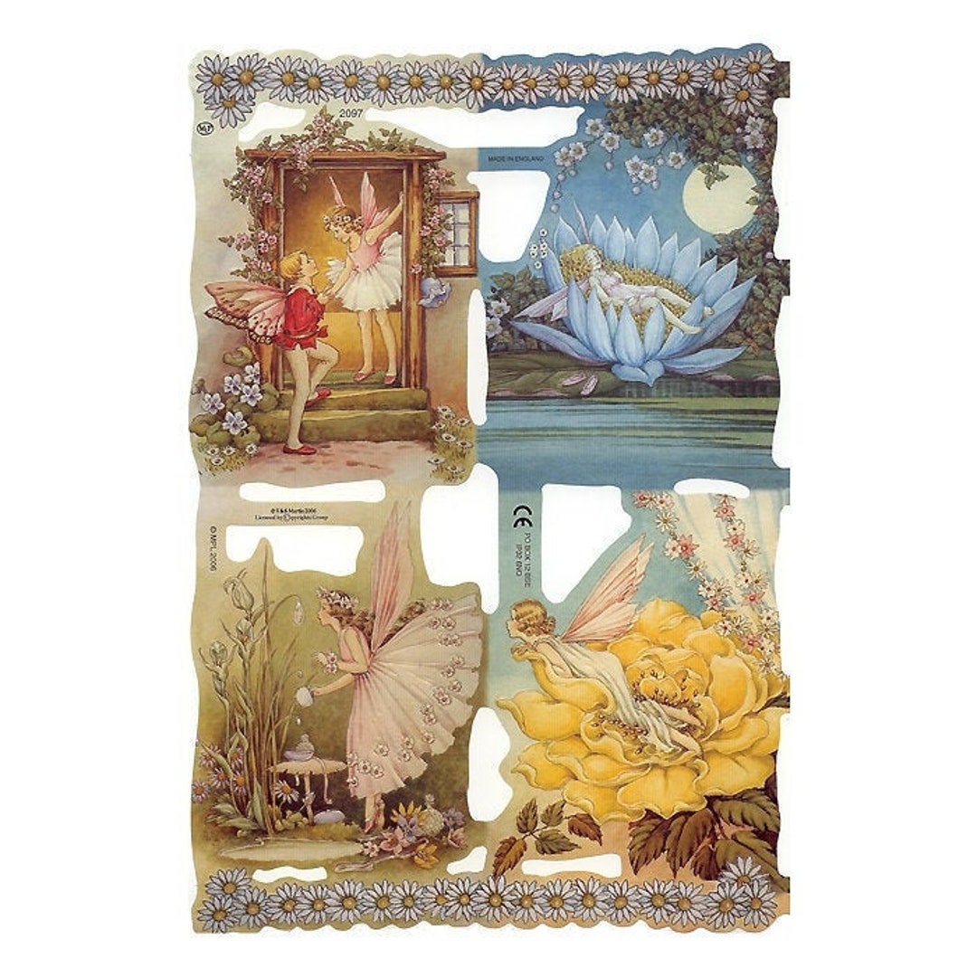 England Paper Scraps Lithograph Die Cuts of Flower Fairies S2097 Out of ...