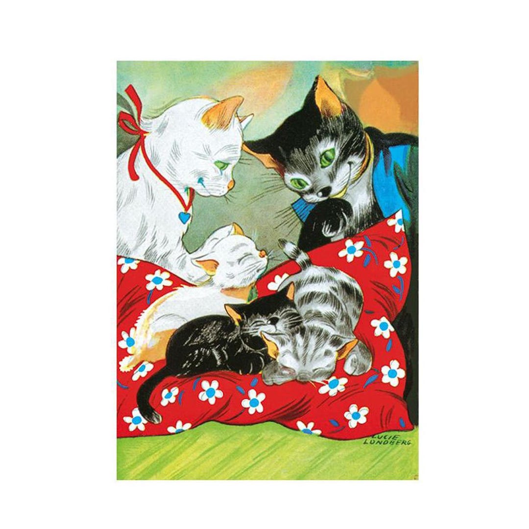 From Sweden 5 Swedish Postcards Cat Family Five Cards 19404 - Etsy