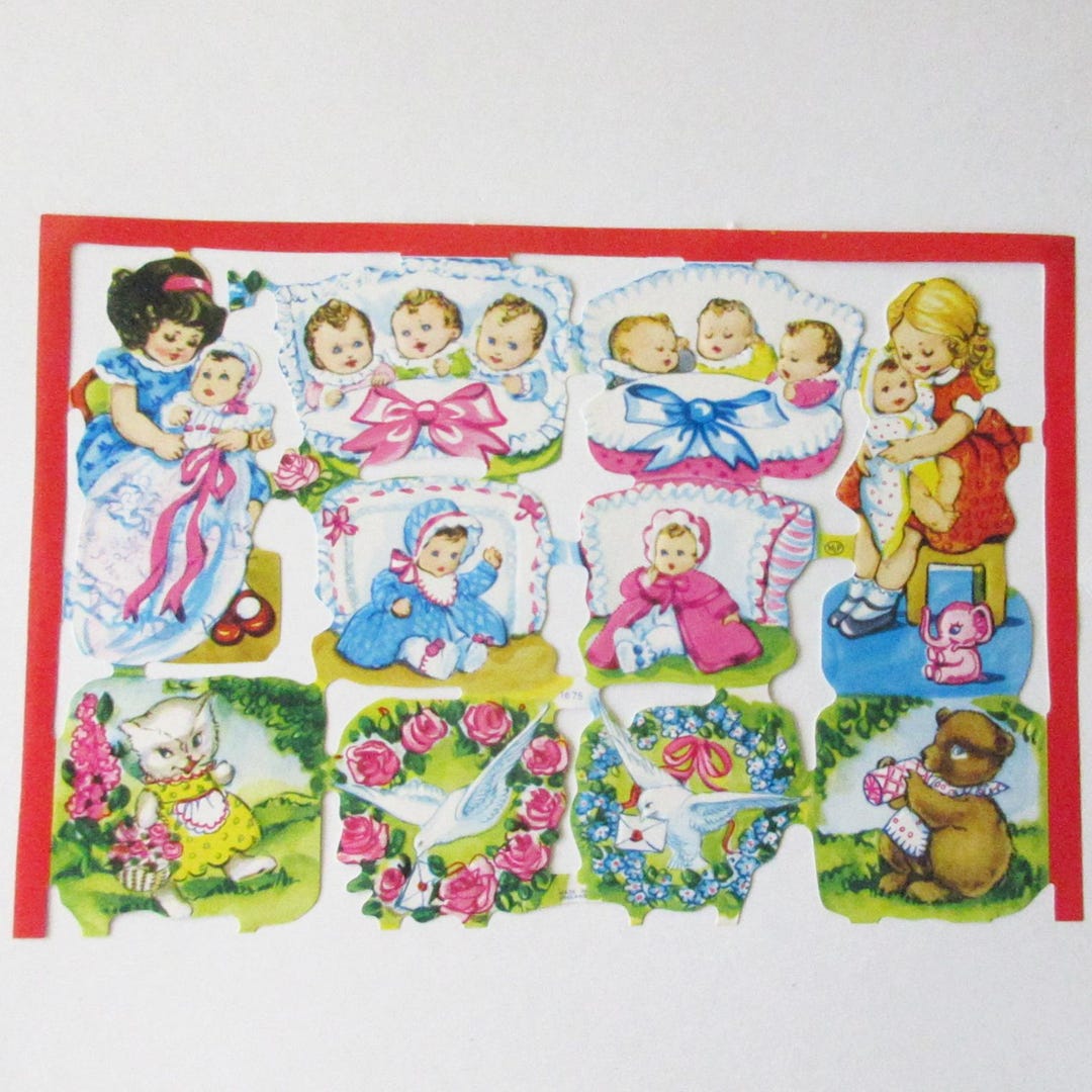 From England Vintage Baby Toddlers Die Cut Paper Scraps Out of Print ...