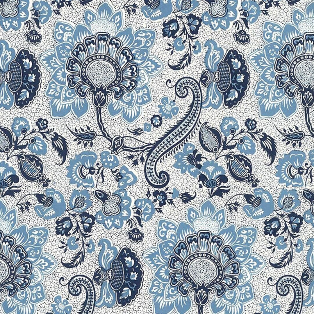 2 Sheets Blue Jacobean Print Italian Paper ~ Tassotti Italy IPT583 X2 ...