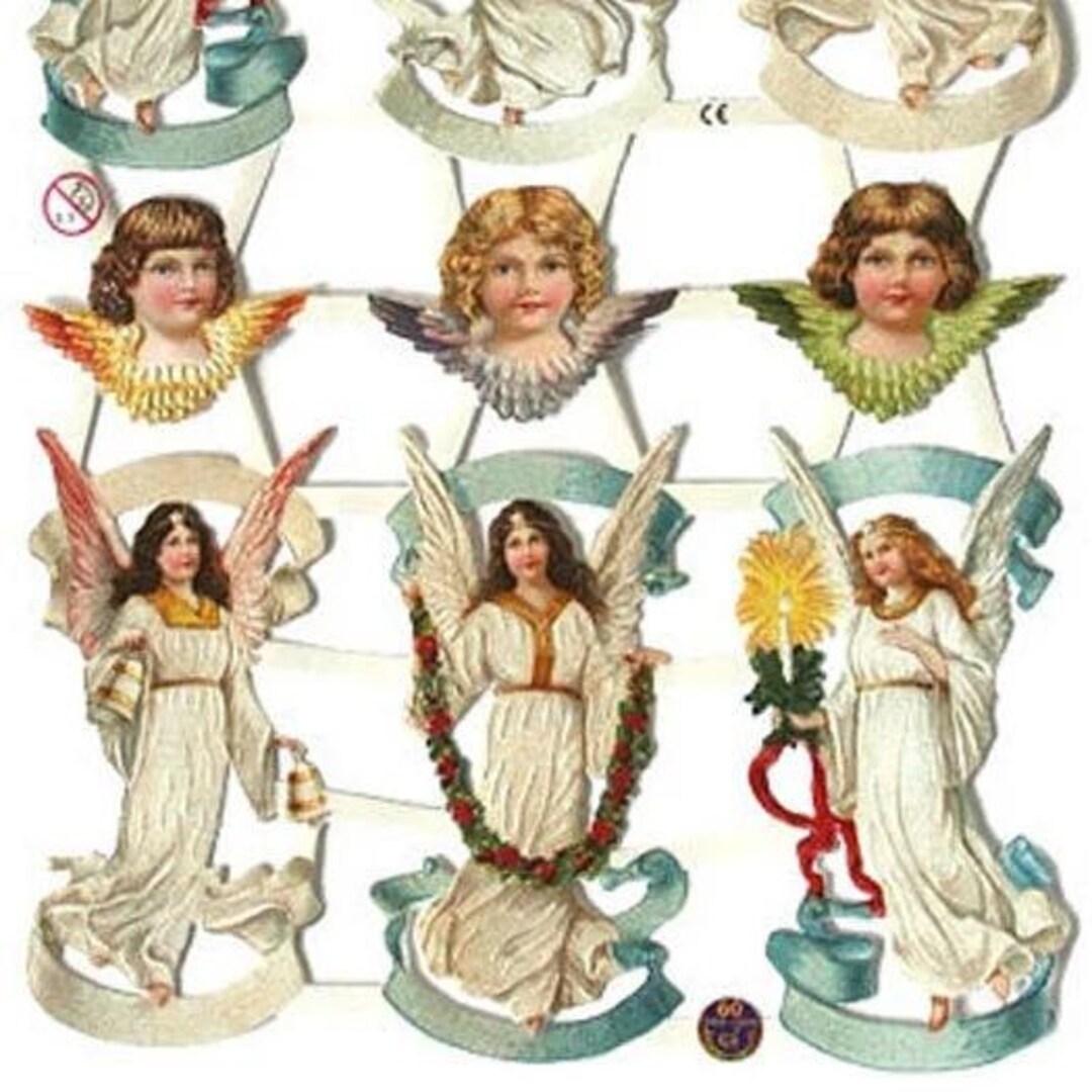Germany Paper Scraps Lithographed Victorian Angel Die Cuts Christmas ...