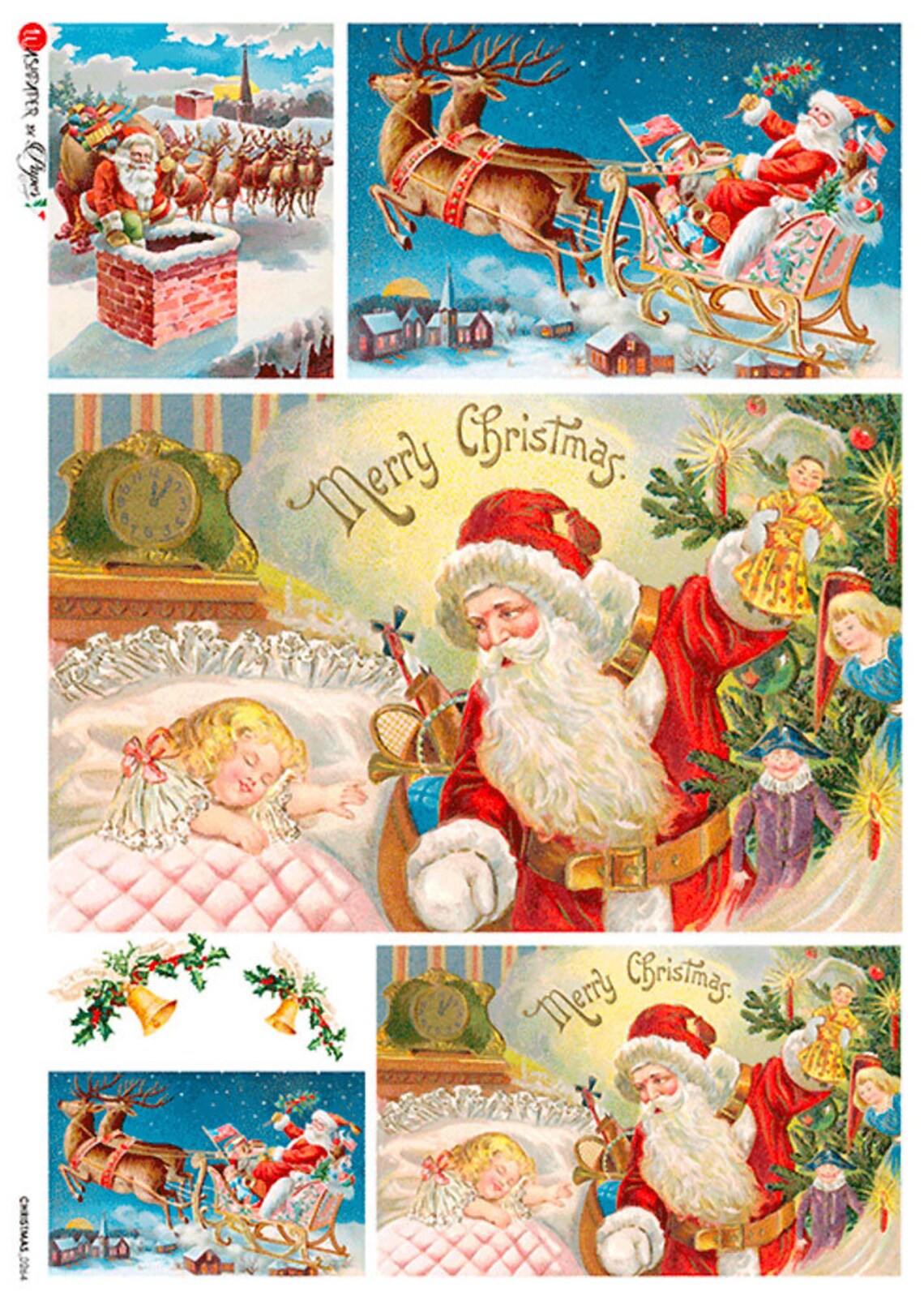 2 Sheets Italy Rice Paper Decoupagevintage Images Santa Claus - Etsy