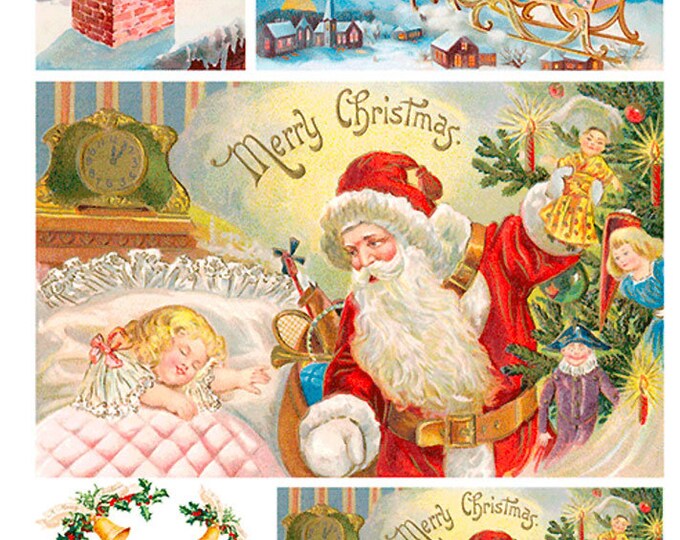 2 Sheets Italy Rice Paper Decoupagevintage Images Santa Claus - Etsy