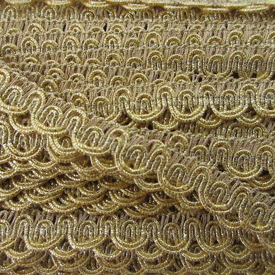 4 Yards Poland Vintage Metallic Gold Braid Woven Trim Ribbon 9/16 Wide ...
