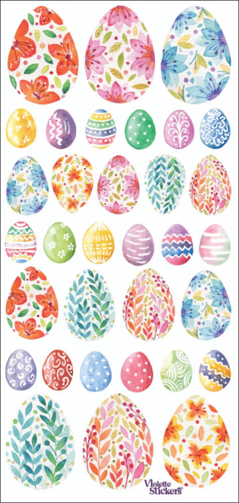 3 Sheets Self Adhesive Easter Eggs Stickers Colorful Scrapbooking Each ...