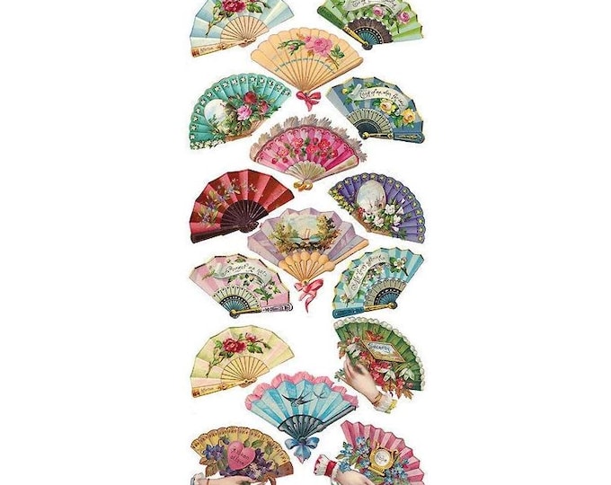 3 Sheets Self Adhesive Victorian Fan Stickers Colorful Scrapbooking ...