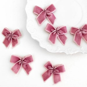 12 Velvet Ribbon Bows Hand Sewn Pastel Rose Pink VB24 X2 - Etsy