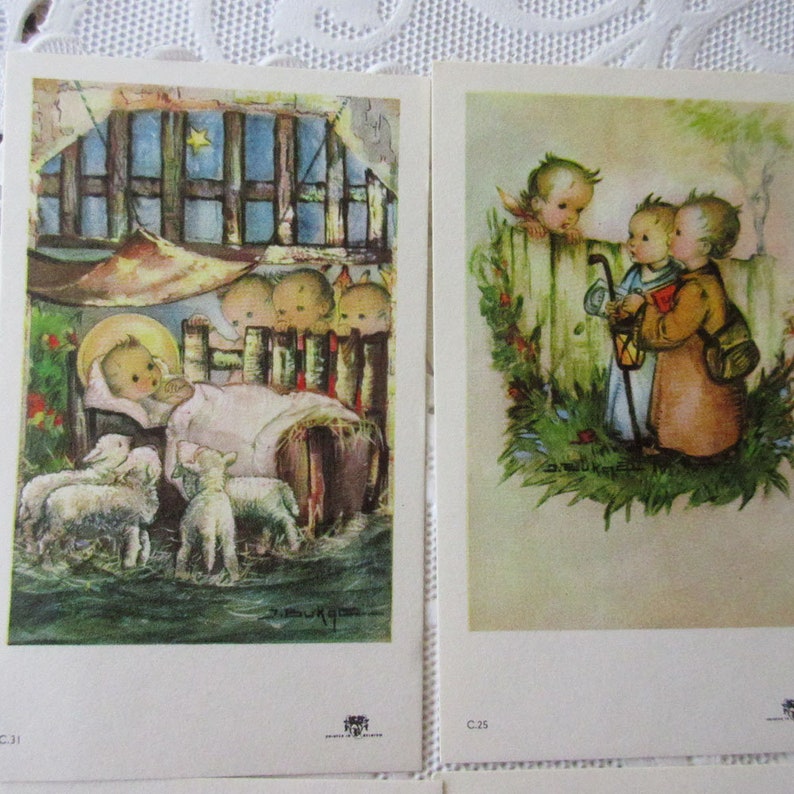 10 Vintage Belgium Angel Christmas Nativity Children Cards | Etsy