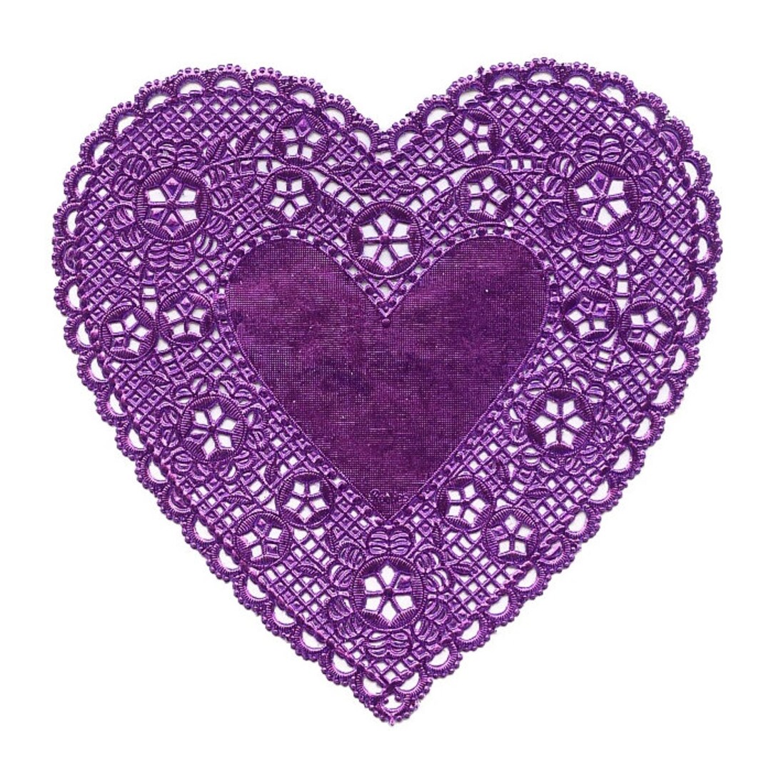 8 Fancy Paper Lace Doilies Doily in Purple Metallic 6