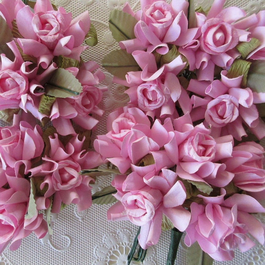 30 Paper Flowers Millinery Country Roses Pink ~ 6 Bundles - Etsy