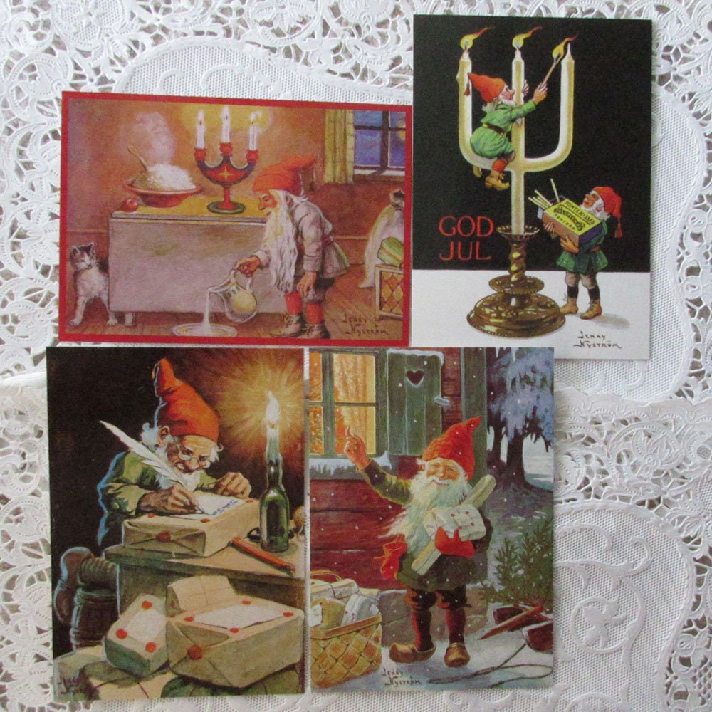 8 Sweden Swedish Postcards Christmas Jenny Nystrom Four Designs Eight ...