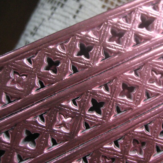 6 Strips Dresden Trim Paper Germany Fancy Pink Foil Openwork | Etsy