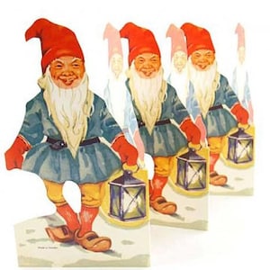 Fold Out Sweden Paper Running Frieze Lithograph Die Cut Christmas Gnome ...