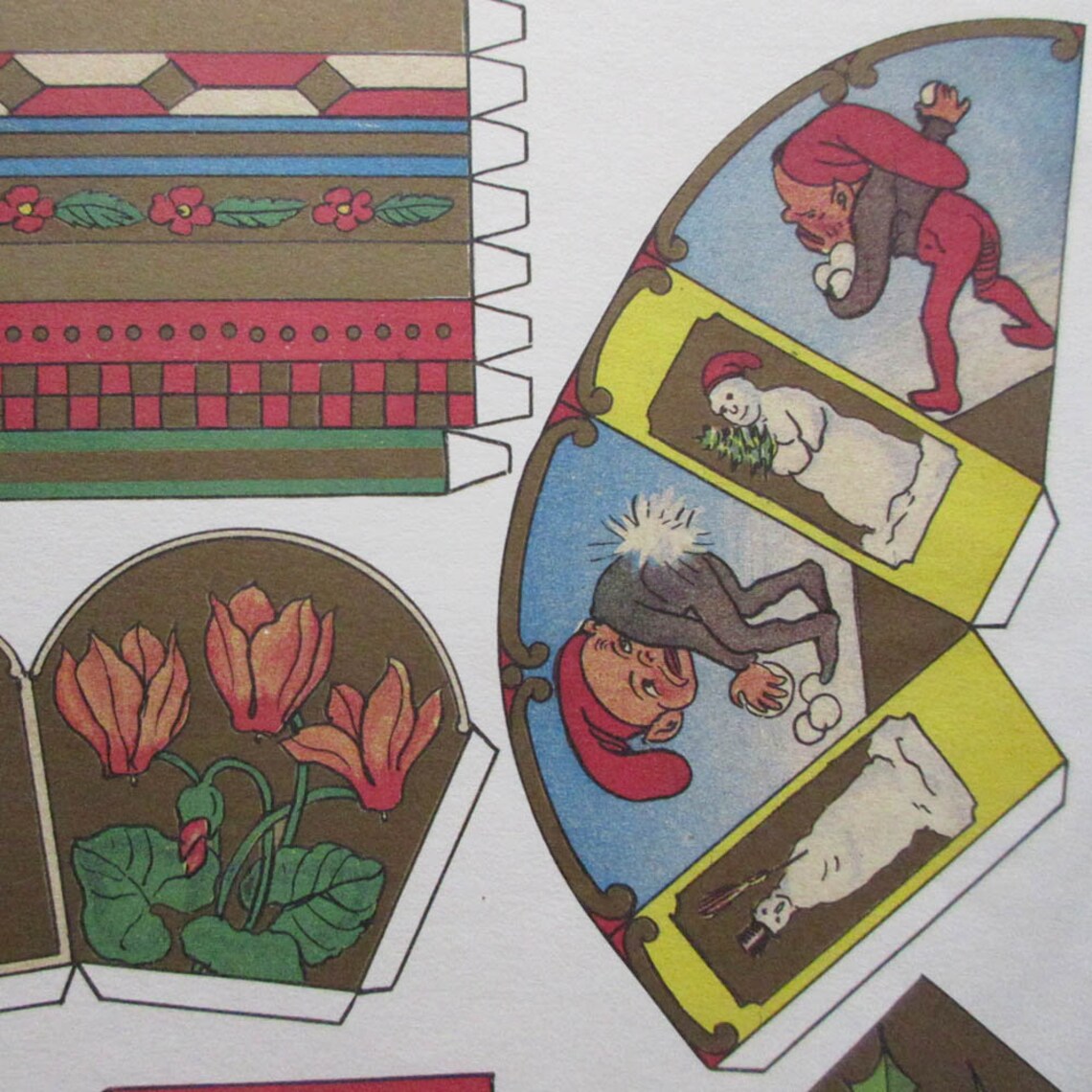 Vintage Denmark Gnomes People Christmas Baskets and Cones Paper Craft ...