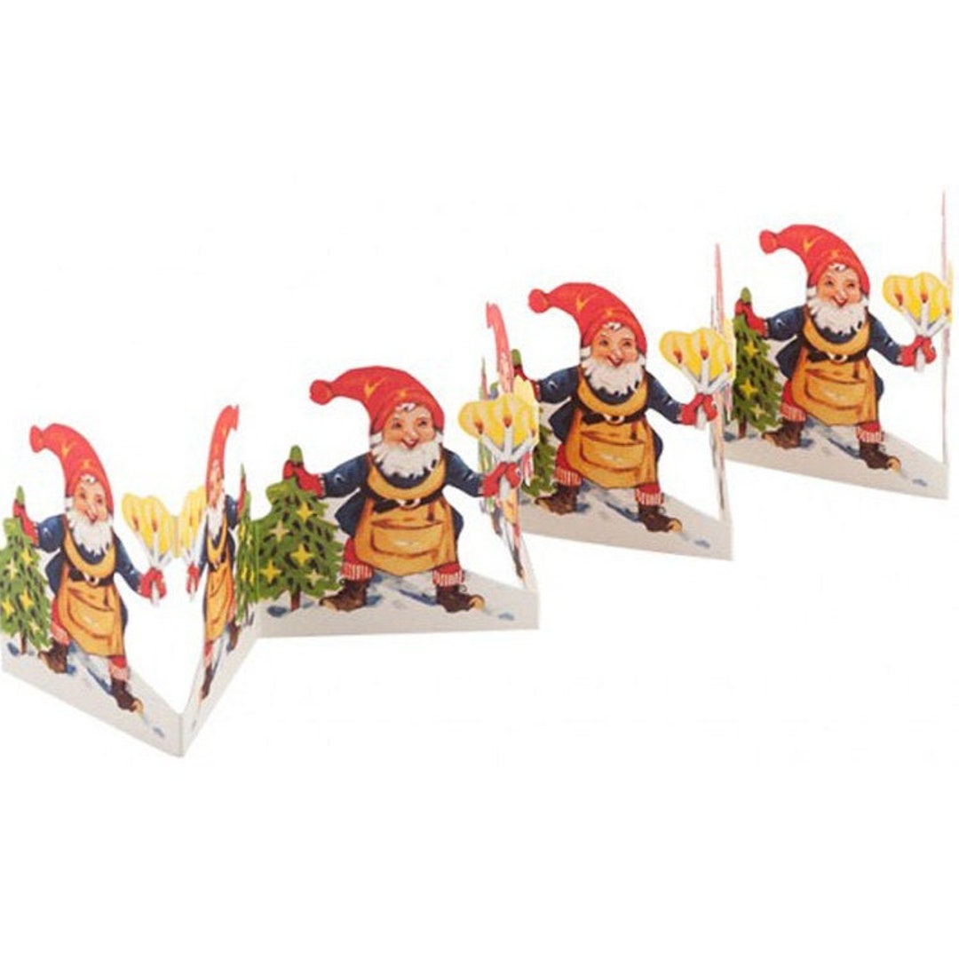 Fold Out Sweden Paper Running Frieze Lithograph Die Cut Christmas Gnome ...