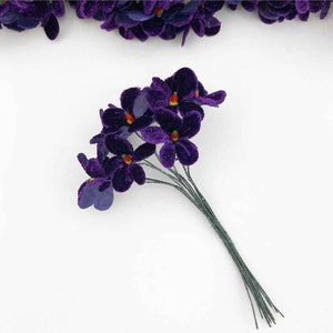 12 Czech Velvet Violets Millinery Fabric Flowers NFC038PUR - Etsy