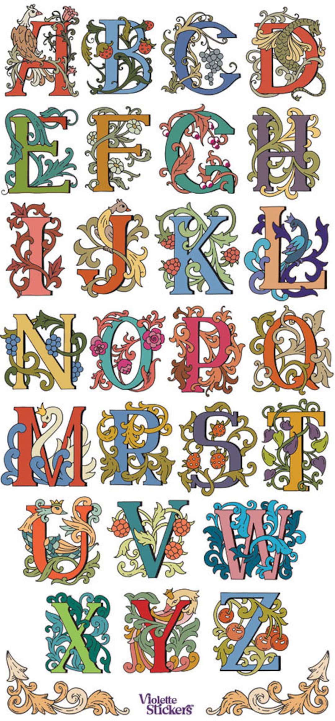 3 Sheets Self Adhesive Nostalgic Alphabet Stickers Colorful ...