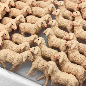 2 Germany Plastic Standing Sheep Figures Christmas Dioramas Miniatures ...