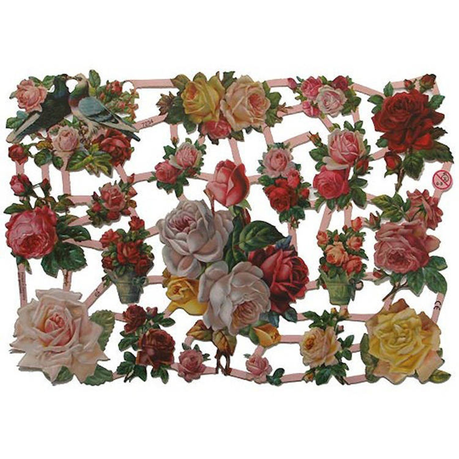 Germany Paper Scraps Die Cut Lithograph Victorian Pink Yellow - Etsy