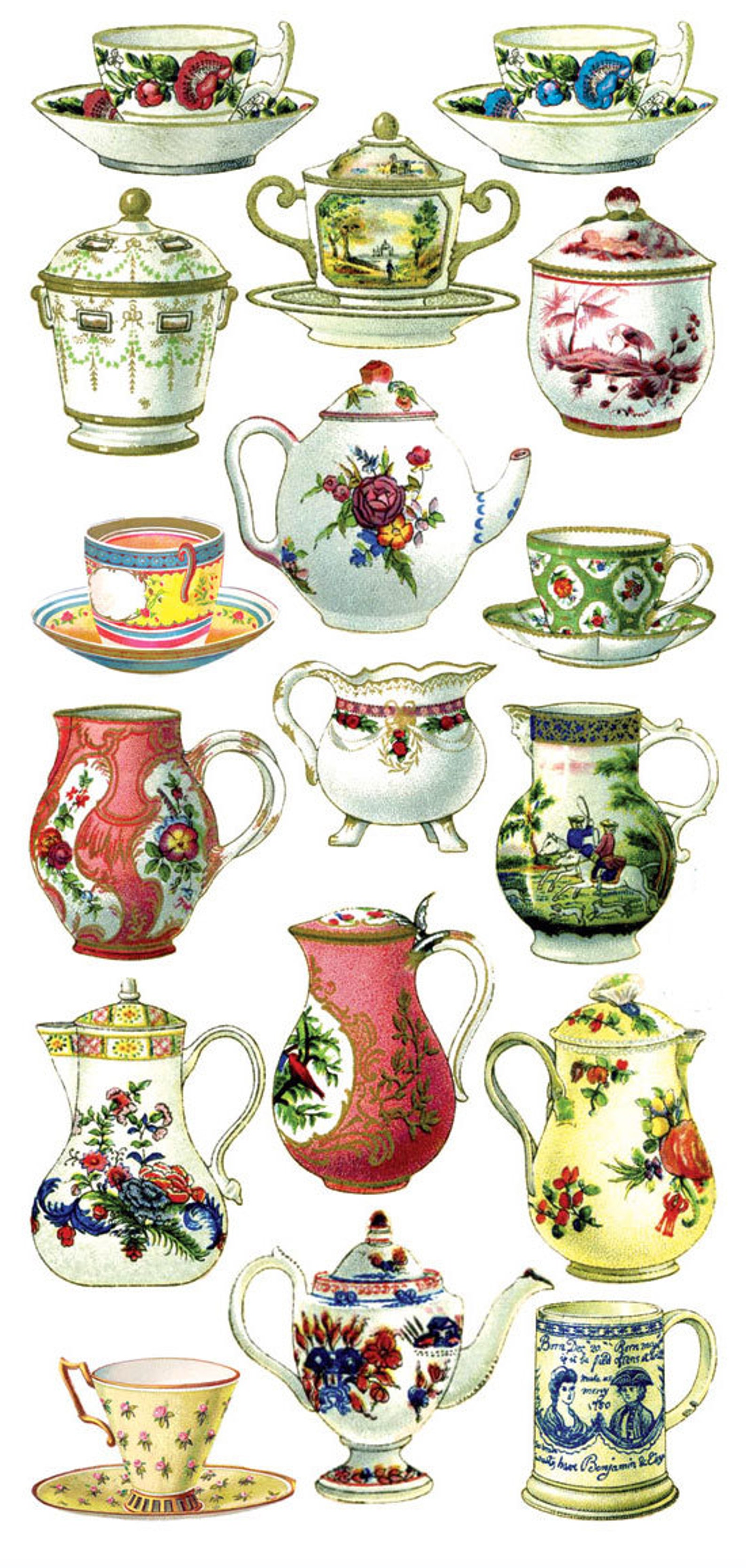 3 Sheets Self Adhesive French Porcelain Stickers Colorful - Etsy