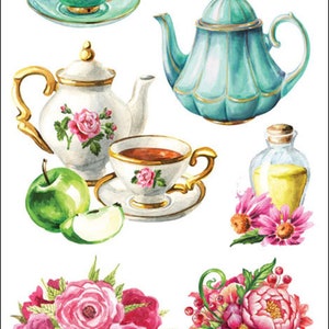 3 Sheets Self Adhesive Gold Foil Teacups Stickers Each Sheet 3-3/4" by ...