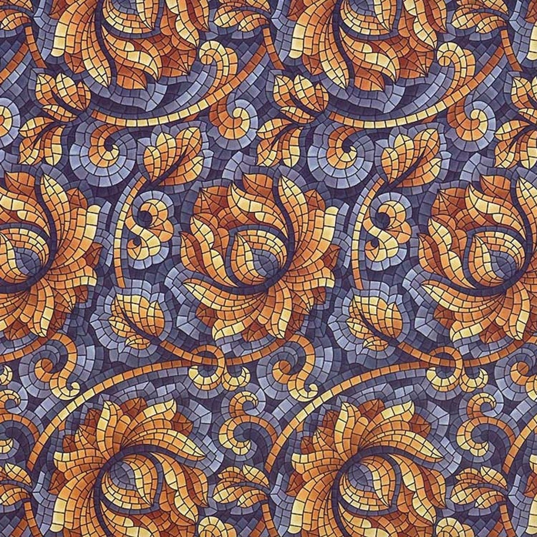 2 Sheets Italy Paper Mosaic Lotus Blossoms Floral Print Italian Paper ...