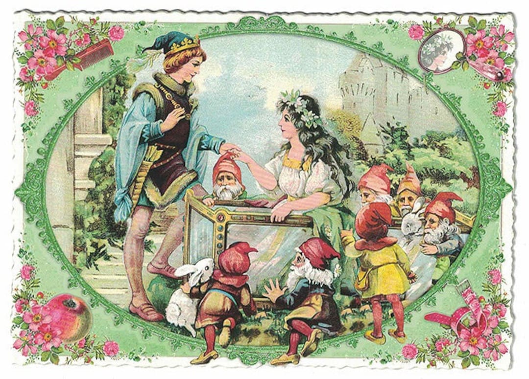 5 Germany Postcards Snow White Fairy Tale Five Matching German Cards ...
