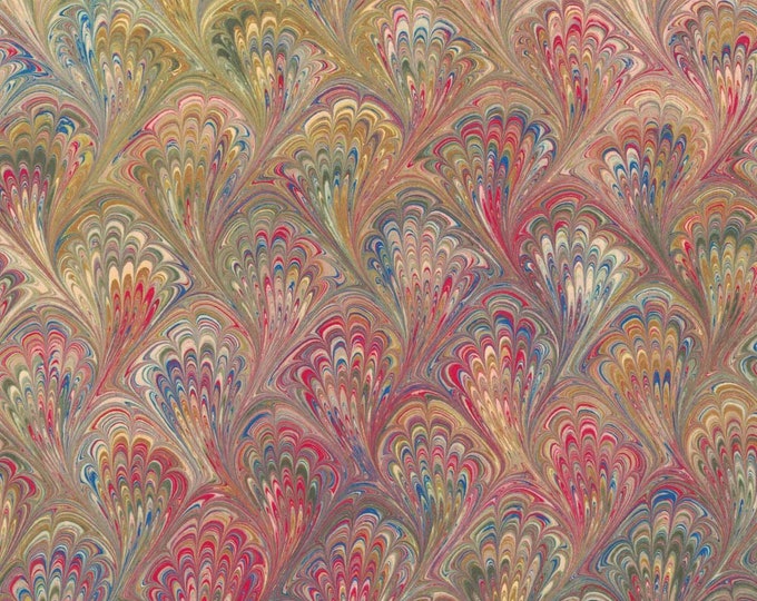 Hand Marbled Paper Peacock Pattern in Multi Color ~ Berretti Marbled ...
