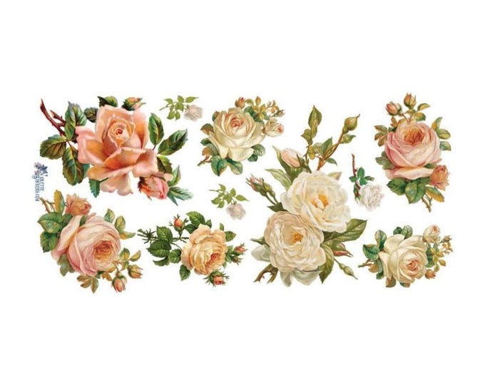 3 Sheets Self Adhesive Pastel Roses Stickers Colorful Scrapbooking ...