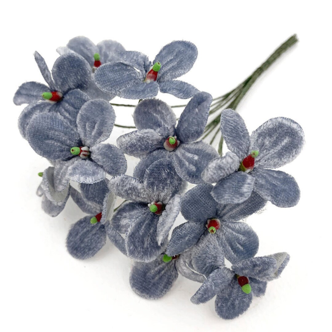 12 Czech Velvet Violets Millinery Fabric Flowers NFC038LBG - Etsy