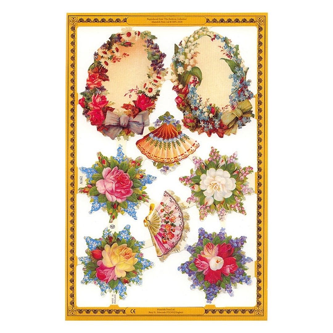 England Paper Scraps Lithograph Die Cut Scraps Flower Bouquets - Etsy