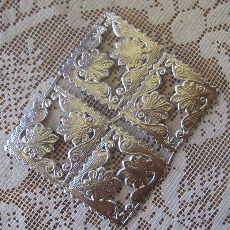 2 Sheets Dresden Trim Paper Foil Germany 16 Die Cut Silver Floral ...