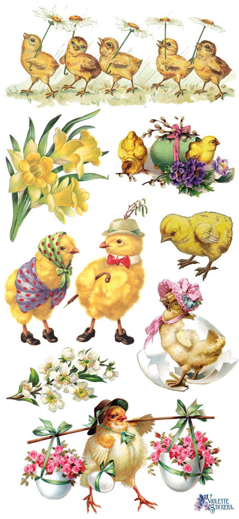 3 Sheets Self Adhesive Easter Chickens Chicks Stickers Colorful ...