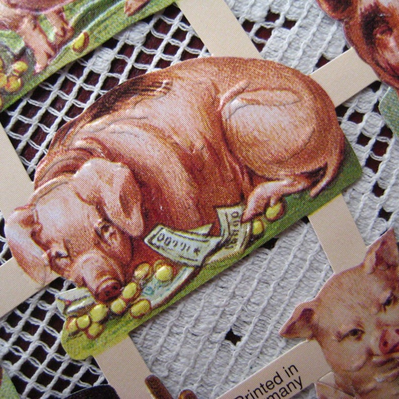 Germany Paper Scraps Lithograph Die Cuts With Pigs Animals Chimney ...