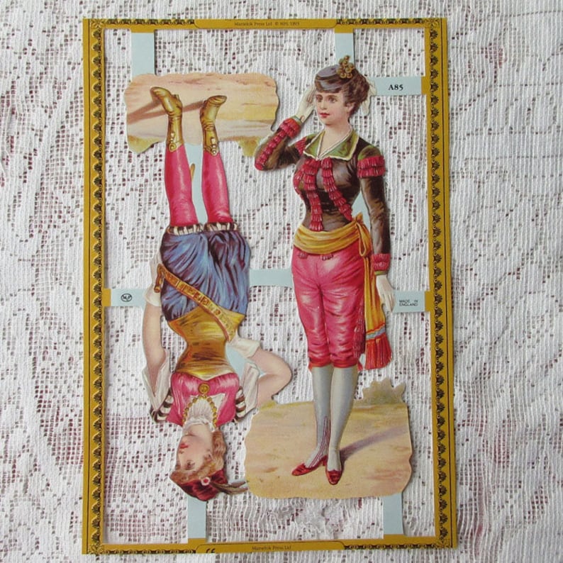England Vintage Victorian Circus Lady Performers Lithographed Die Cut ...