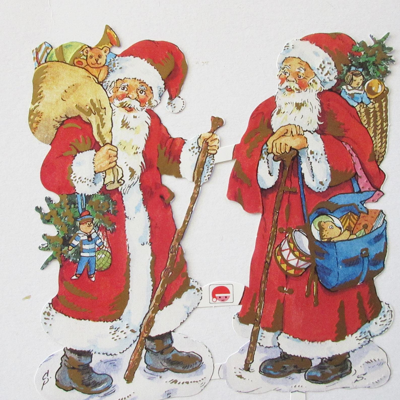 From Denmark Vintage Christmas Santa Claus Die Cut Paper Scraps E14 - Etsy