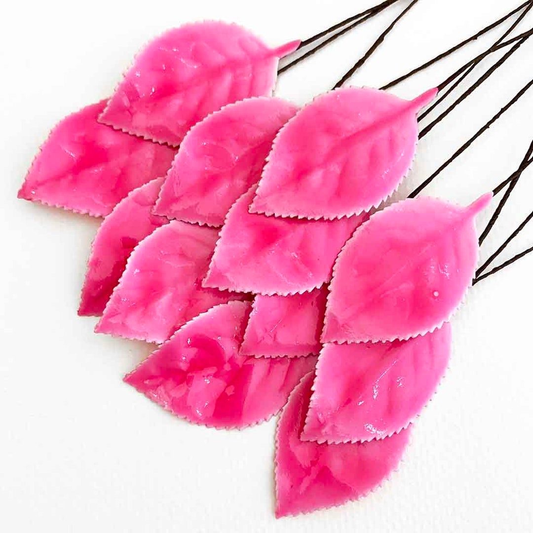 12 Czech Millinery Lacquered Rose Leaves Pink NLC122-LAC-PK - Etsy