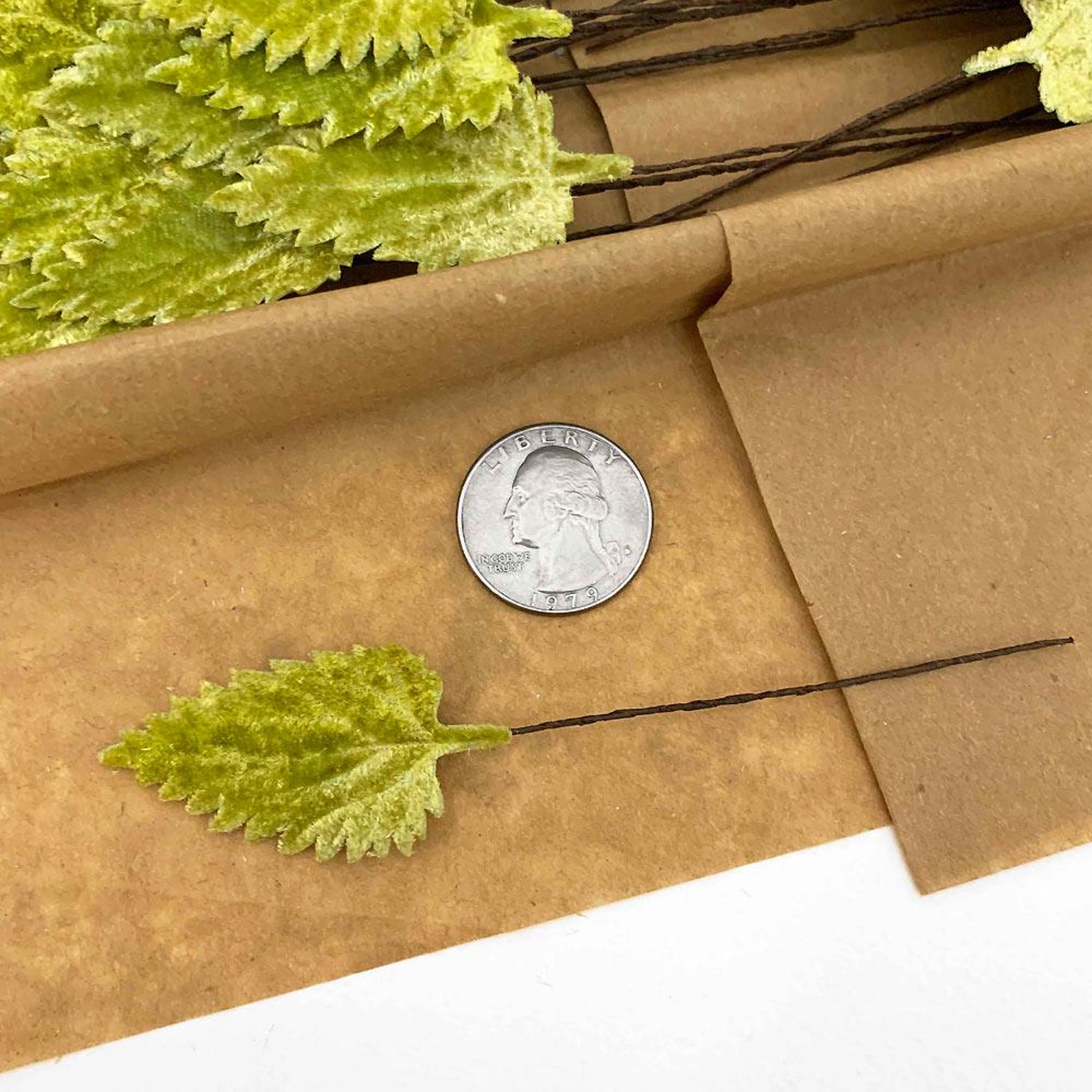 12 Czech Velvet Birch Leaves Millinery Moss Green Ombre Leaf NLC126-MG ...