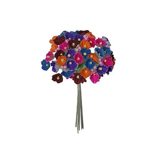 4 Bouquets Forget Me Nots Millinery Flowers Flocked Paper in Fall Mix ...