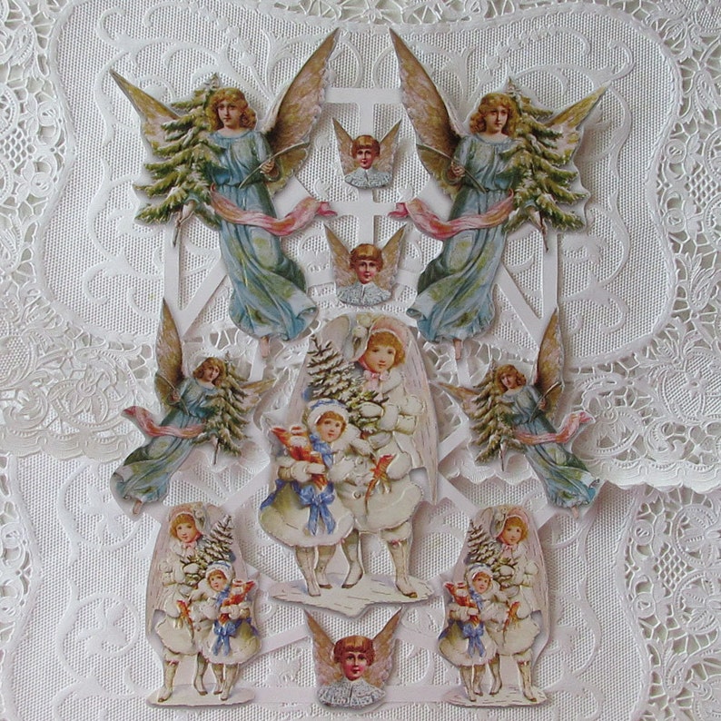 Vintage Holland Paper Scrap Christmas Snow Angels Lithographed - Etsy