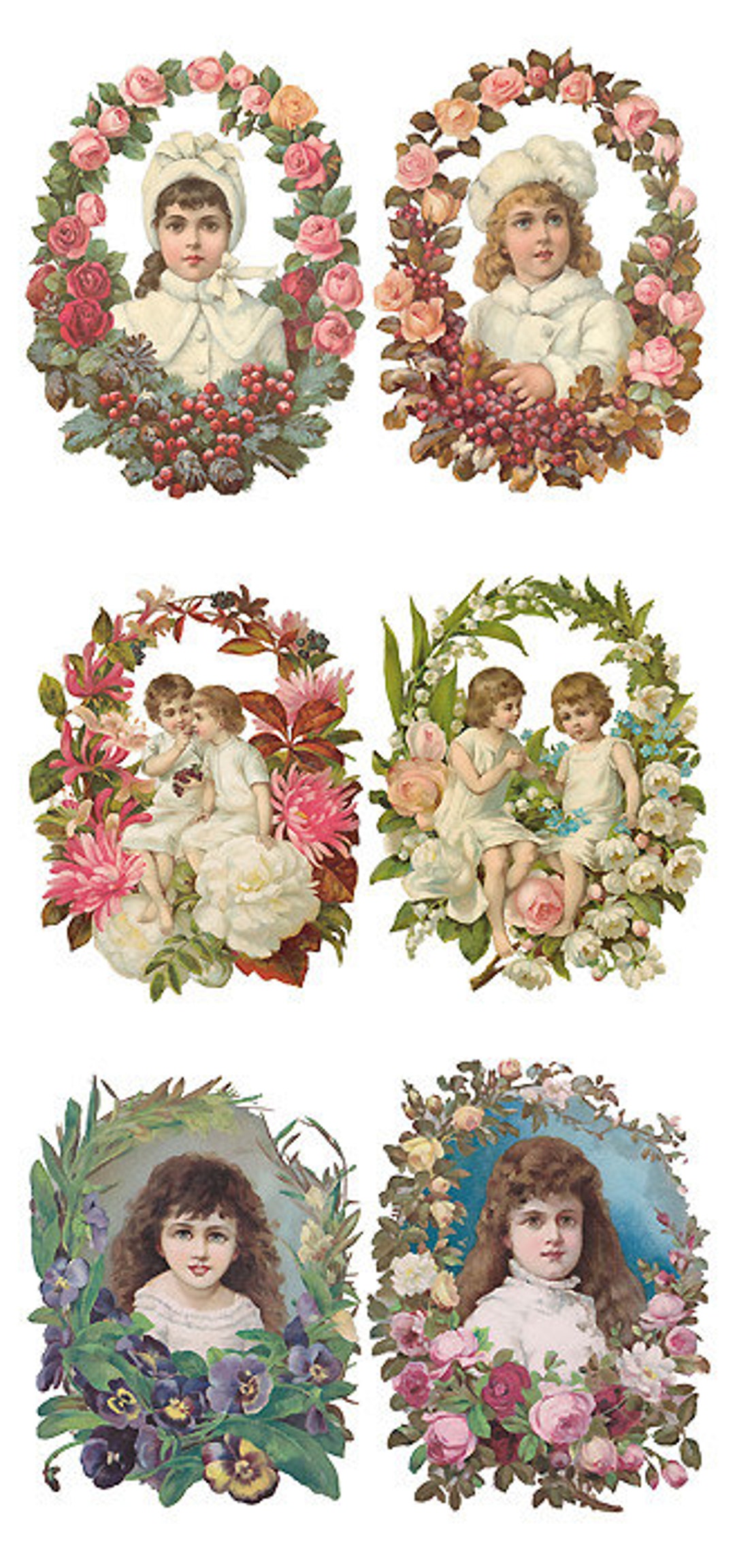 3 Sheets Self Adhesive Victorian Children Stickers Colorful ...