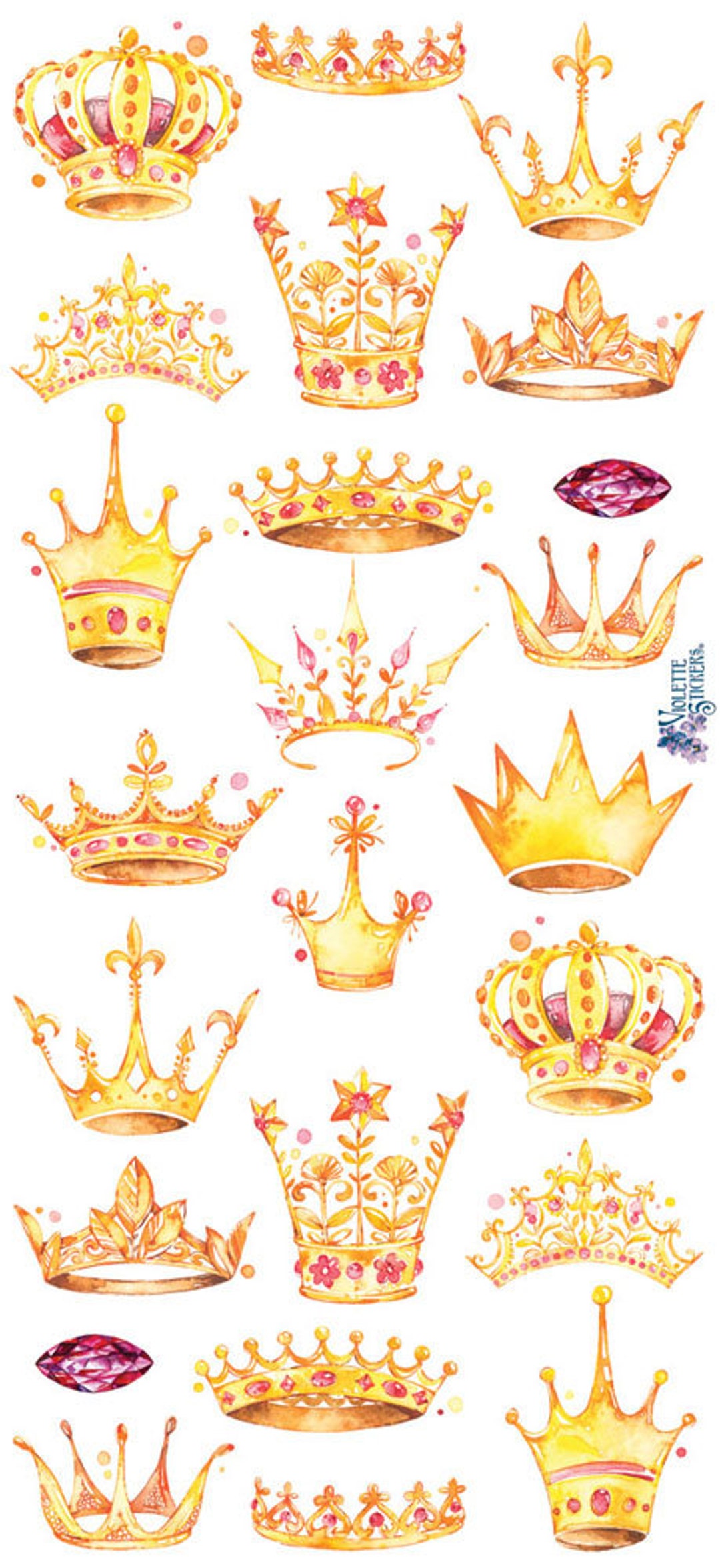 3 Sheets Self Adhesive Gold Crown Stickers Colorful Scrapbooking ...