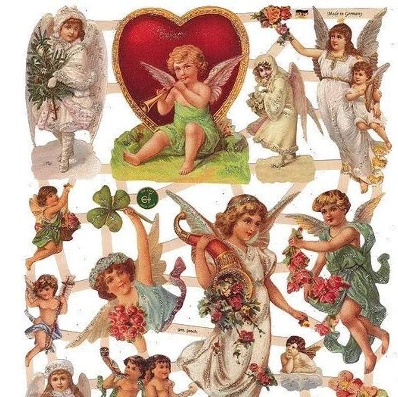 From Germany Glittered Angel Scraps Christmas Germany Die Cut Victorian ...